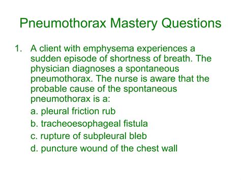 Nursing Bulletin Notes On Pneumothorax Ppt