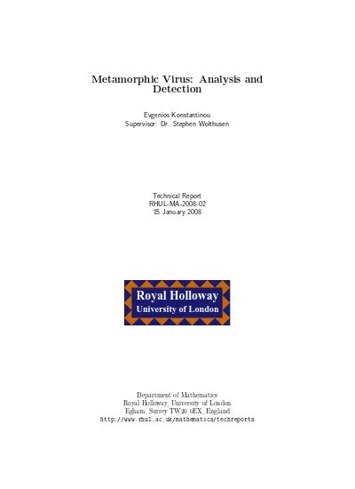 Metamorphic Virus Analysis And Detection