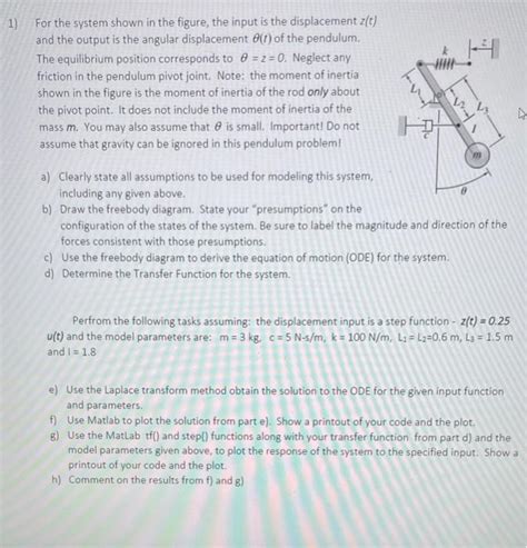 Solved For The System Shown In The Figure The Input Is The