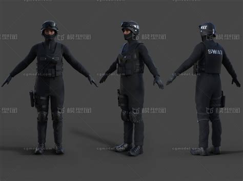 特警 欧美特警模型 男人模型库 Maya Ma Mb 模型下载 Cg模型网