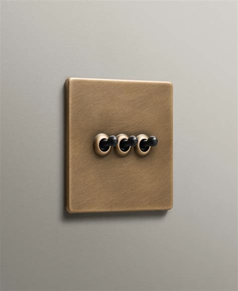 Antique Brass Triple Toggle Switch Dowsing And Reynolds