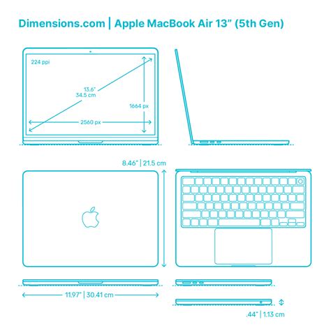 Apple Macbook Air 13” 5th Gen Dimensions And Drawings