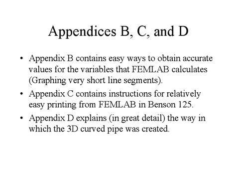 Appendices B C And D