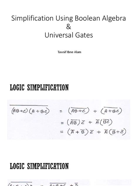 Simplification Of Boolean Expressions And Universal Gates Download
