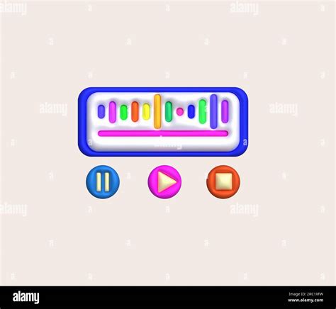 3d Illustration Dynamic Sound Wave Radio Frequency Modulation Music Play Button Music Pause