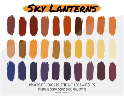 Procreate Color Palette Sky Lanterns Instant Download Digital File Color Swatches