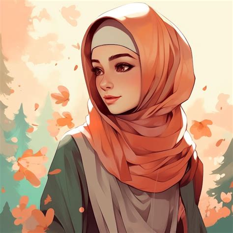 Muslimah Girl Illustrated Premium Ai Generated Image