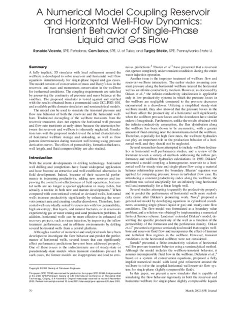 Pdf A Numerical Model Coupling Reservoir And Horizontal Well Flow Dynamics Transient Behavior