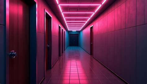 A Dark Room With Two Doors That Say Exit Premium AI Generated Image