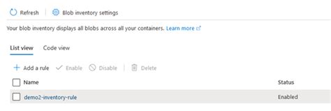 Azure Storage Account Blob Storage Inventory