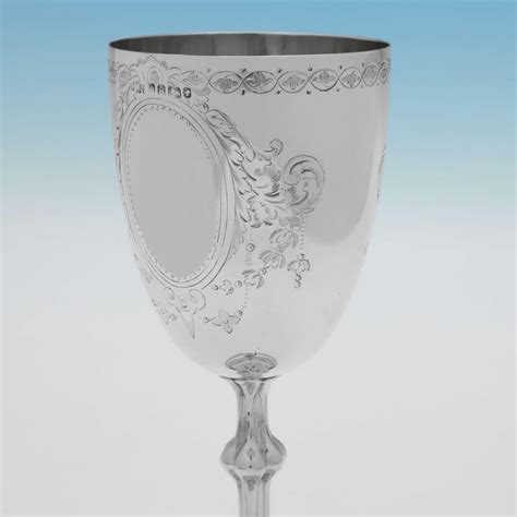 Attractive Victorian Engraved Antique Sterling Silver Goblet