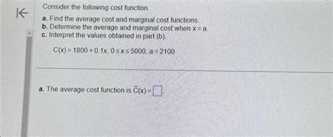 Solved Consider The Following Cost Function A Find The Chegg Com