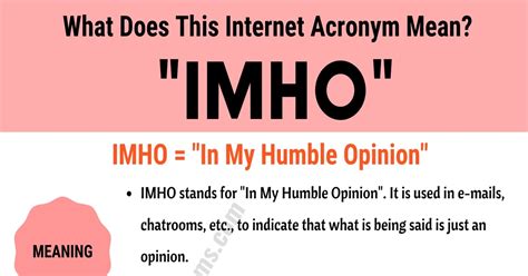 IMHO Meaning The Meaning And Examples Of Useful Acronym IMHO ESL Forums
