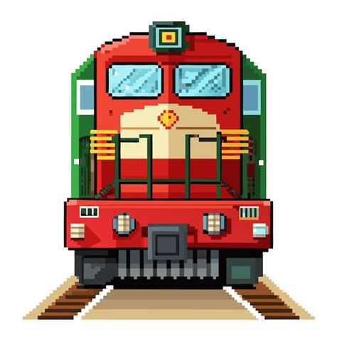 Retro Pixel Art Train On Tracks Vibrant And Detailed Digital Illustration Premium Ai Generated