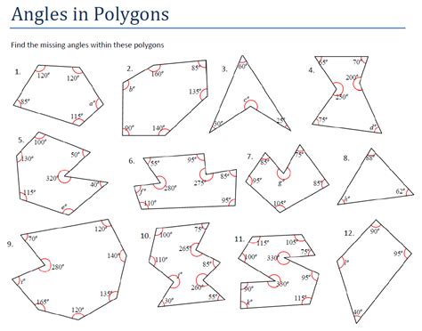 Missing Angles In Polygons Worksheet Davezan Polygon Worksheet Free