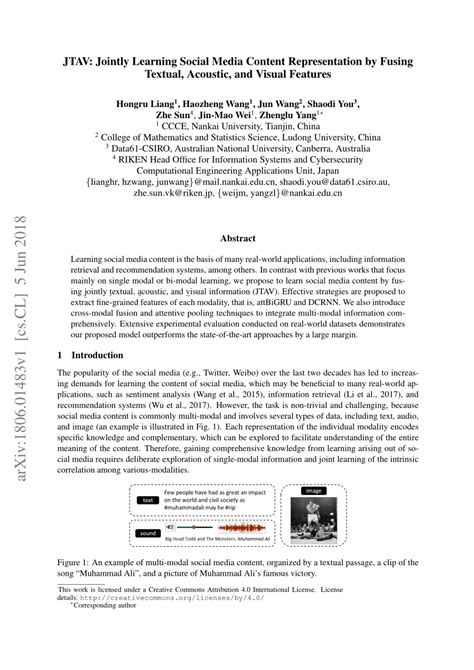 Pdf Jtav Jointly Learning Social Media Content Representation By Fusing Textual Acoustic