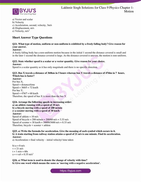 Lakhmir Singh Physics Class 9 Solutions For Chapter 1 Motion Free Pdf