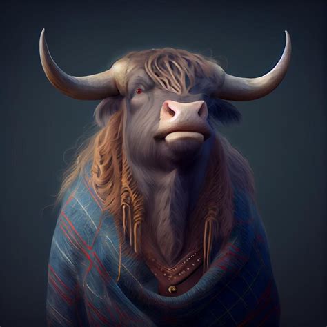 Premium AI Image A Bull Wearing Clothes Like A Boss NFT Art Generative AI