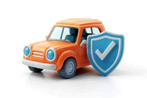 Cartoon Car With Shield And Check Mark Symbolizing Safety Security And Insurance Coverage