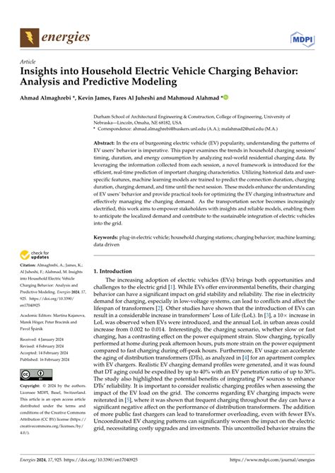 Pdf Insights Into Household Electric Vehicle Charging Behavior Analysis And Predictive Modeling
