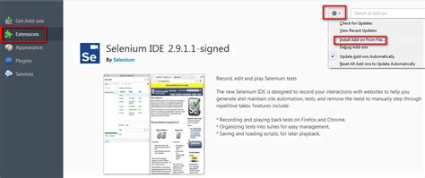 Version Compatibility Of Firefox And The Latest Selenium Ide 2911 Signed Stack Overflow