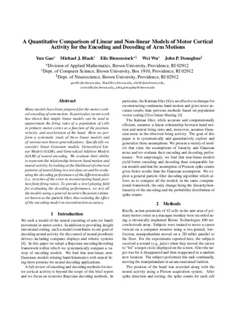 pdf a quantitative comparison of linear and non linear models of
