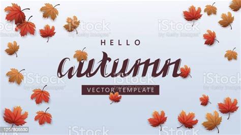 안녕하세요 가을 단풍 나무 잎 상단 보기와 흰색 배경 템플릿 흰색 표면에 누워 빨간색과 노란색 가을 잎과 예술을위한 가을 템플릿 그라데이션에 대한 스톡 벡터 아트 및 기타