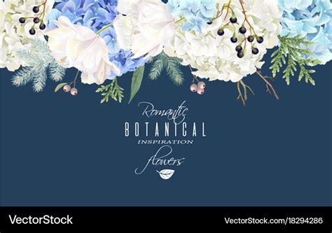 Winter Hydrangea Border Royalty Free Vector Image