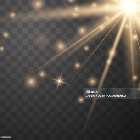투명 한 배경에 금이 빛나는 빛 폭발 레이와 빛 장식 효과의 벡터 일러스트 레이 션 벡터 일러스트 레이 터 금 금속에 대한 스톡 벡터 아트 및 기타 이미지 Istock
