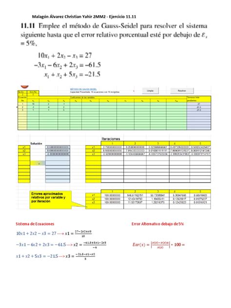 Ejercicio 11 11 Metodos Numericos Pdf