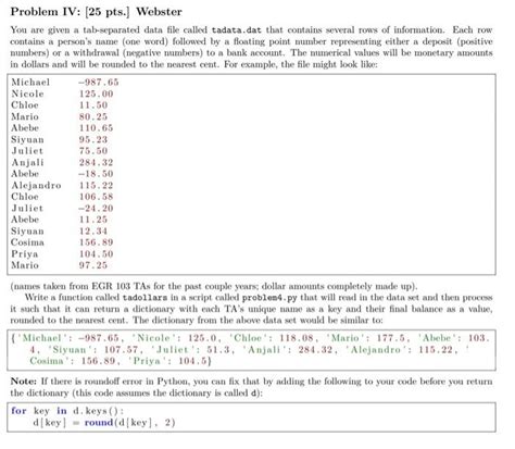 Solved Problem Iv 25 Pts Webster You Are Given A