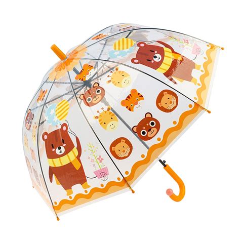 Зонт детский для девочек и мальчиков прозрачный с изображением животных ...
