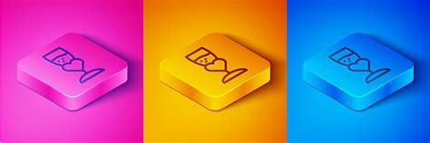 아이소메트릭 라인 샴페인 아이콘의 유리는 분홍색과 주황색 파란색 배경에 분리되어 있습니다 해피 발렌타인 데이 정사각형 버튼 벡터 3차원 형태에 대한 스톡 벡터 아트 및 기타