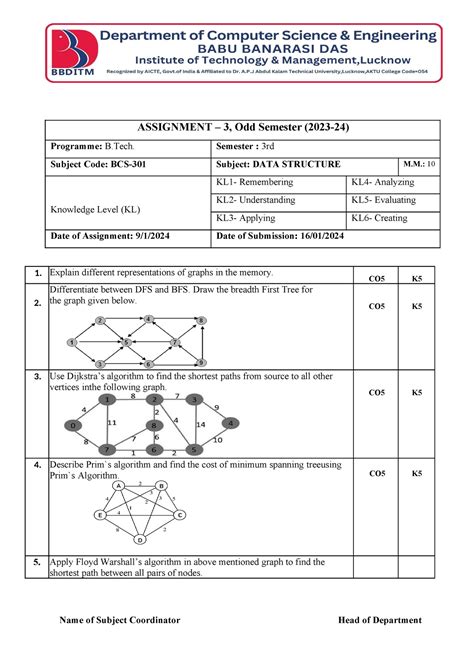 Ds Assignment 3 Data Structure Assignment 3 Odd Semester 2023 24 Programme B Semester
