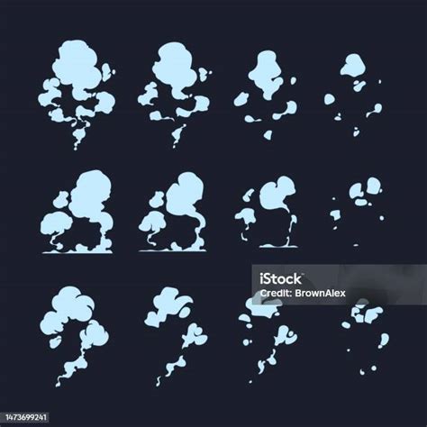 Efek Sprite Asap Aset Animasi Game Cloud Debu Kartun Ledakan Uap Dan