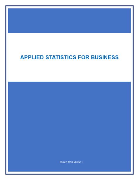 Statistic Group Assignment 2 Group Assignment Ii Applied
