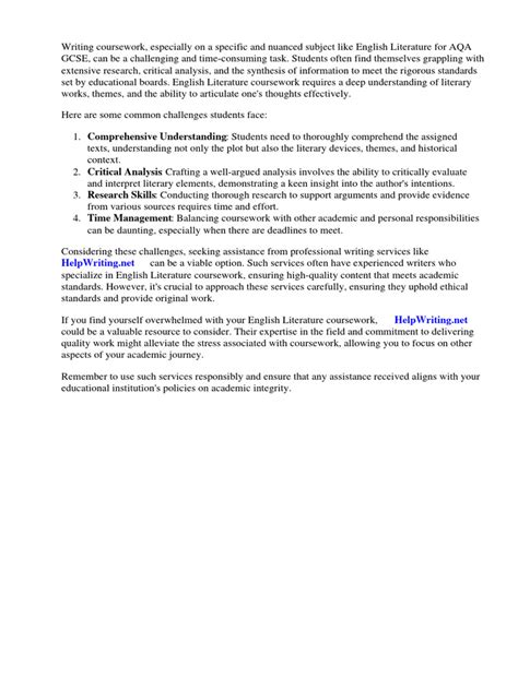 English Literature Coursework Aqa Gcse Pdf Facebook Critical Thinking