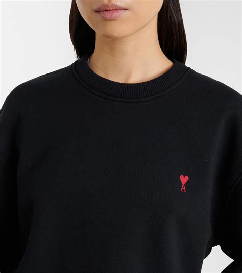 Ami De Cœur Cotton Jersey Sweatshirt In Black Ami Paris Mytheresa