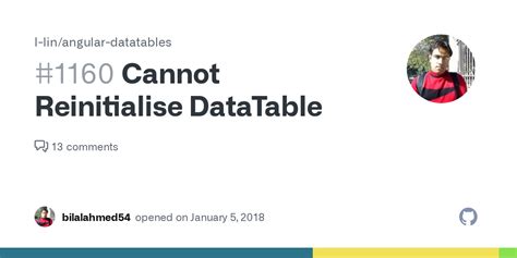 Cannot Reinitialise Datatable · Issue 1160 · L Linangular Datatables · Github