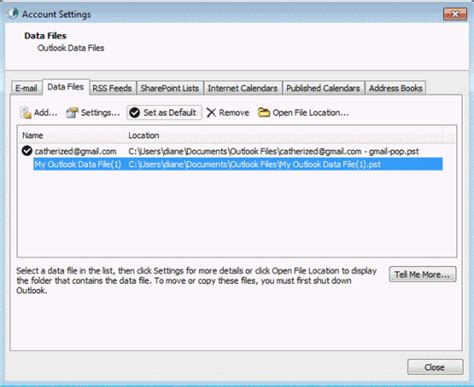 Use Existing Data File As The Delivery Location Outlook Tips