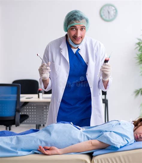 Female Patient Getting An Injection In The Clinic Stock Image Image
