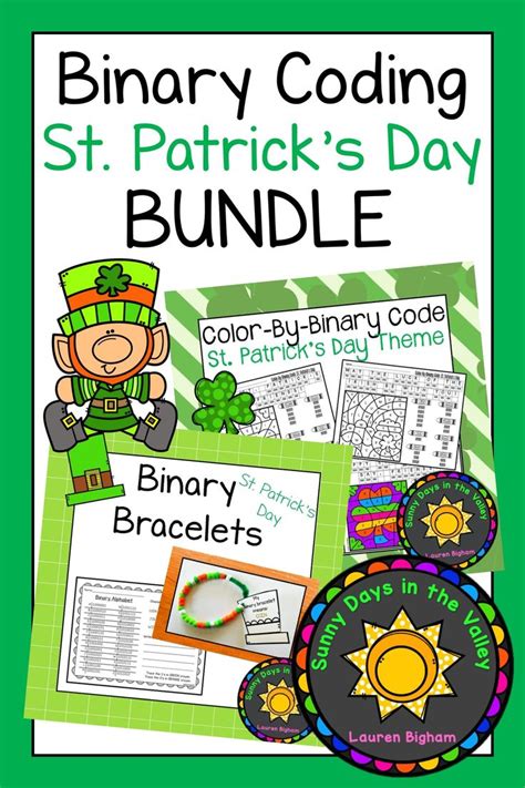 binary code activities bundle st patrick s day coding library activities holiday twists