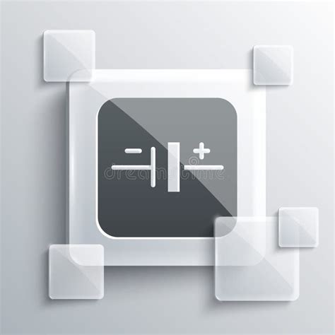 Grey Dc Voltage Source Icon Isolated On Grey Background Square Glass