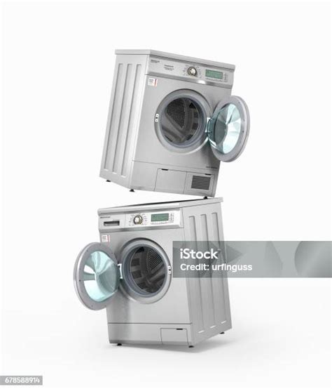 세척 및 건조 기는 흰색 바탕에 기계 3 차원 일러스트 레이 션 빨래건조기에 대한 스톡 사진 및 기타 이미지 빨래건조기 와셔 0명 Istock