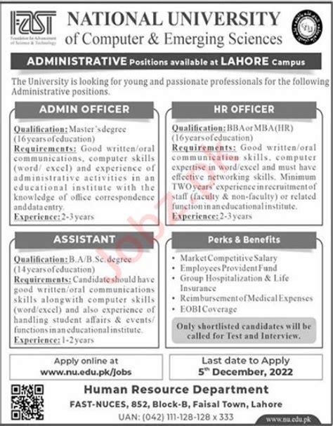National University Of Computer And Emerging Sciences Jobs 2025 Job Advertisement Pakistan