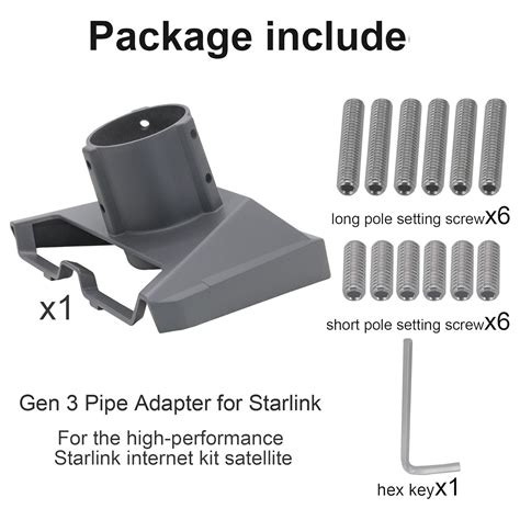 Starlink Gen 3 Dish Pipe Adapter Aluminum Mount Standard Kit
