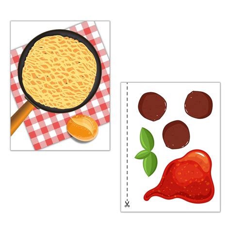 Printable Spaghetti And Meatballs Cut And Create Food Assembly Kit