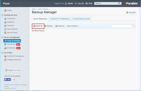 how to create a server backup in plesk hostgator support