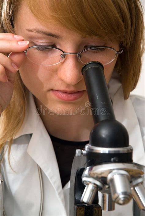 Babe Woman With Microscope Research And Discovery