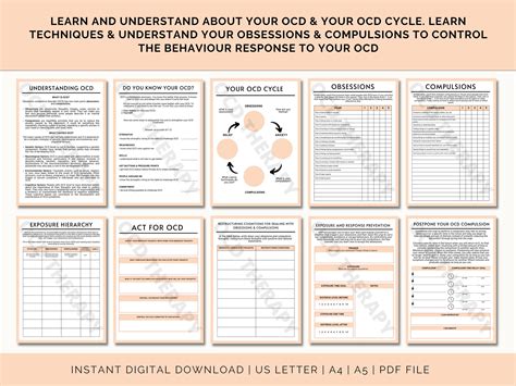 OCD Workbook OCD Therapy Planner Printable Obsessive Compulsive Disorder Mental Health